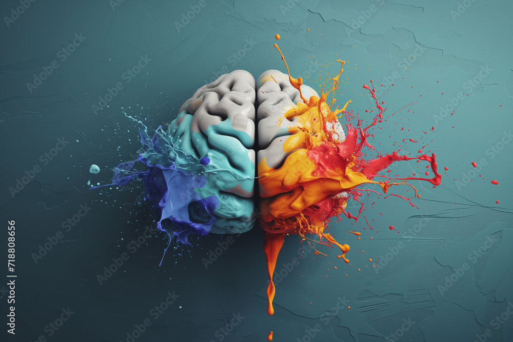 Internal Human Body Parts Damage. brain explosion with multicolored ...