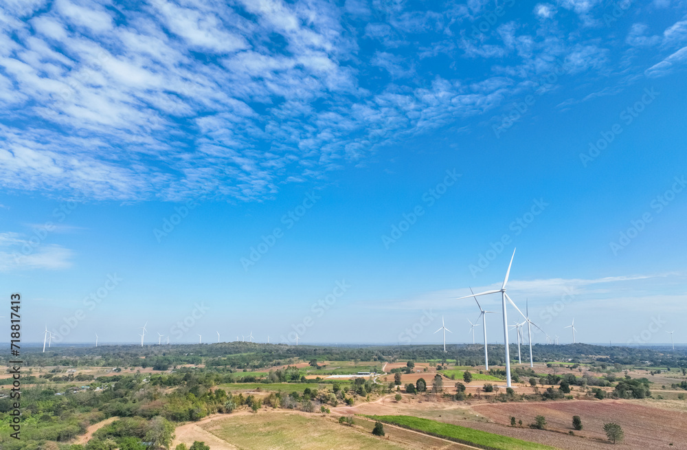 Landscape of wind farm. Wind energy. Wind power. Sustainable, renewable ...