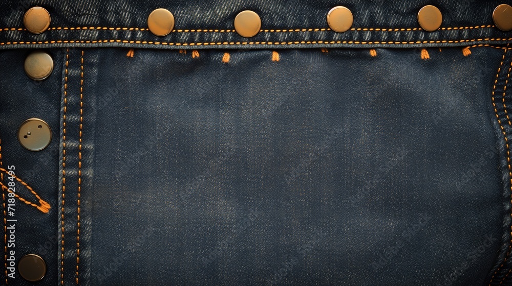 Blue jeans denim with stitches and rivets tissue texture background ...