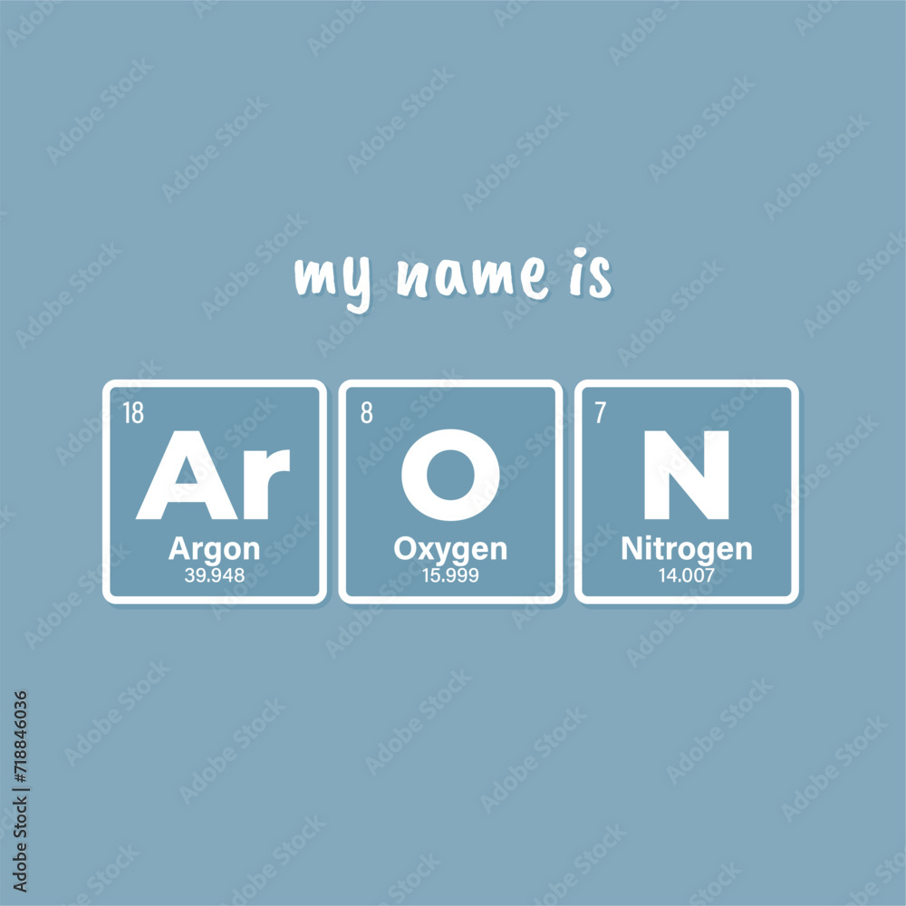 Vector inscription name ARON composed of individual elements of the ...