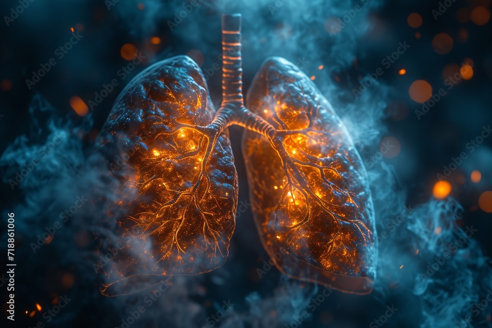 Lung Fire: A Glowing Lung in the Blue Smoke of the Monthly Event ...