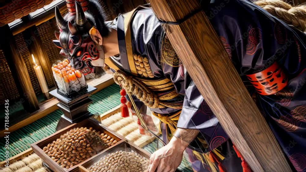 Japanese Setsubun concept animation, Setsubun Oni, Japanese Demon mask ...