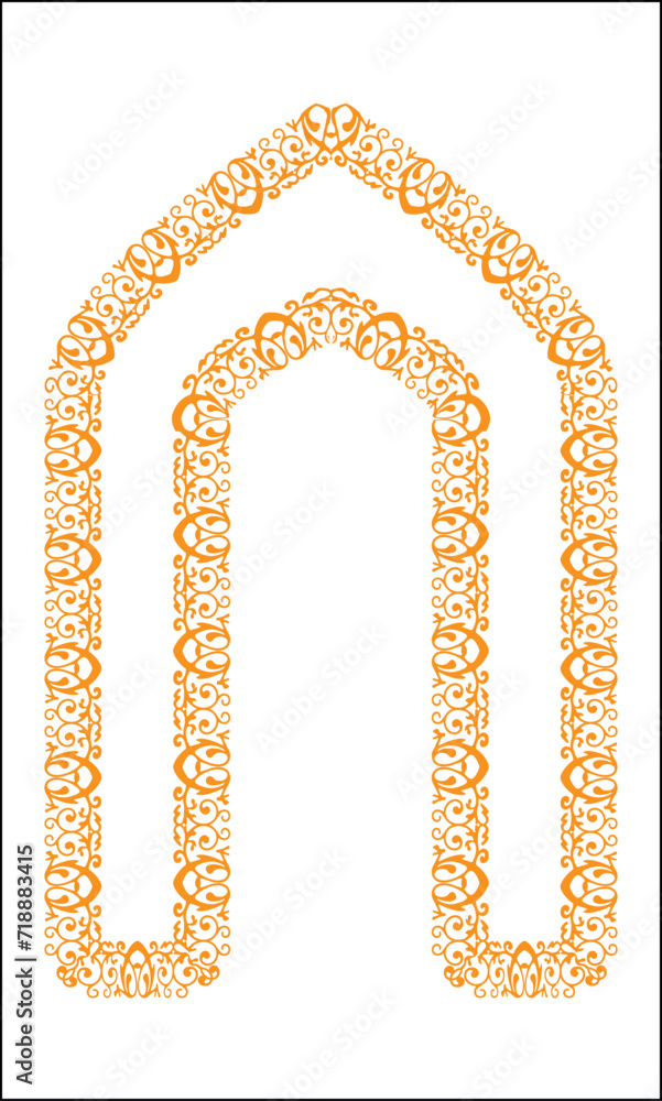 Mosque shape golden border double border. Vertical gold frame vector ...