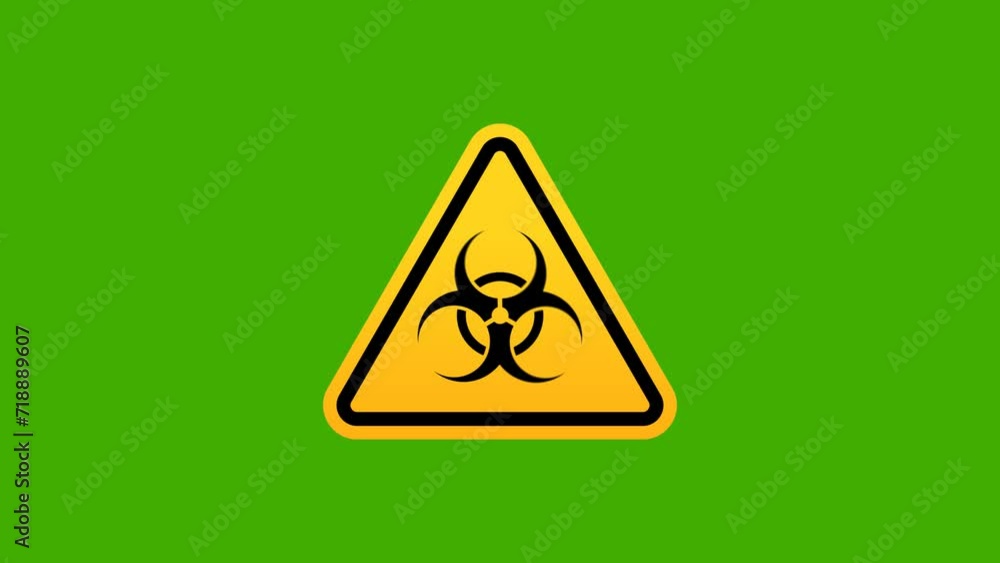 Biohazard symbol warning triangle sign animation. Green Screen Video ...