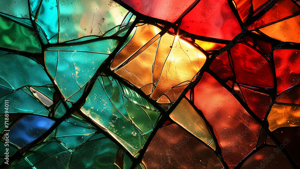 Fragmented Rainbow: The Beauty of Broken Stained Glass Stock Photo ...