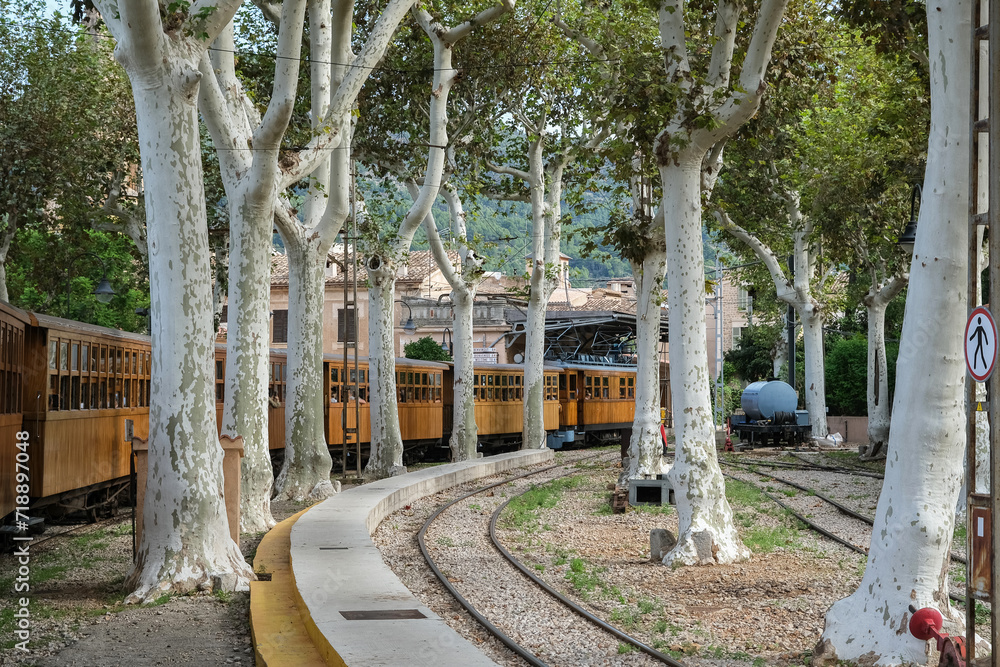 Historic train railway from Palma de Mallorca to Soller on Balearic ...