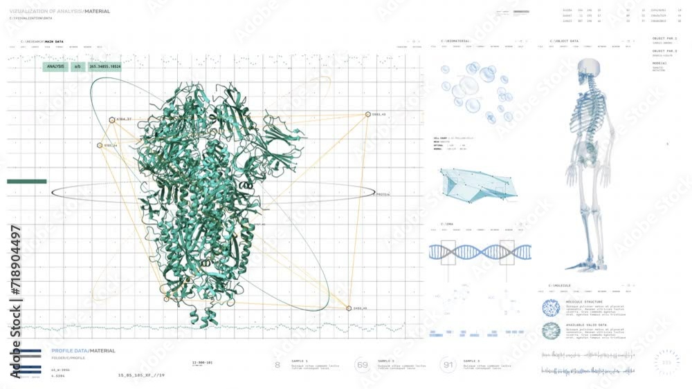 Futuristic scanner is examining the covid infection bacteria. Scanning ...