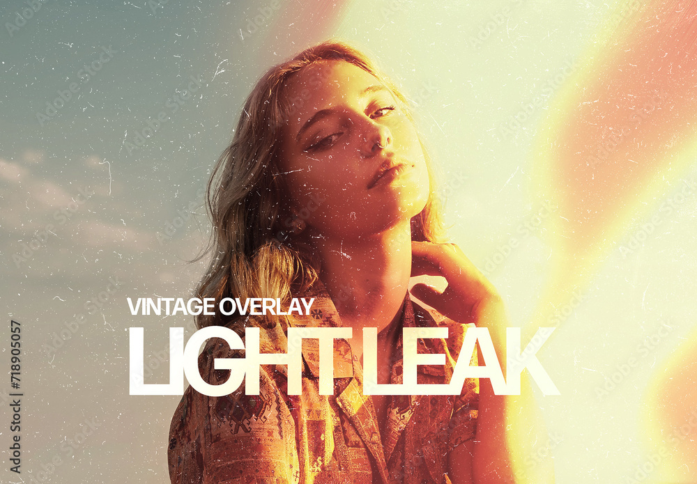 Vintage Light Leak Photo Effect Mockup Stock Template | Adobe Stock