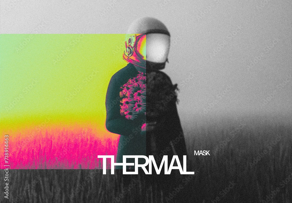 Acid Thermal Photo Effect Mockup Stock Template | Adobe Stock