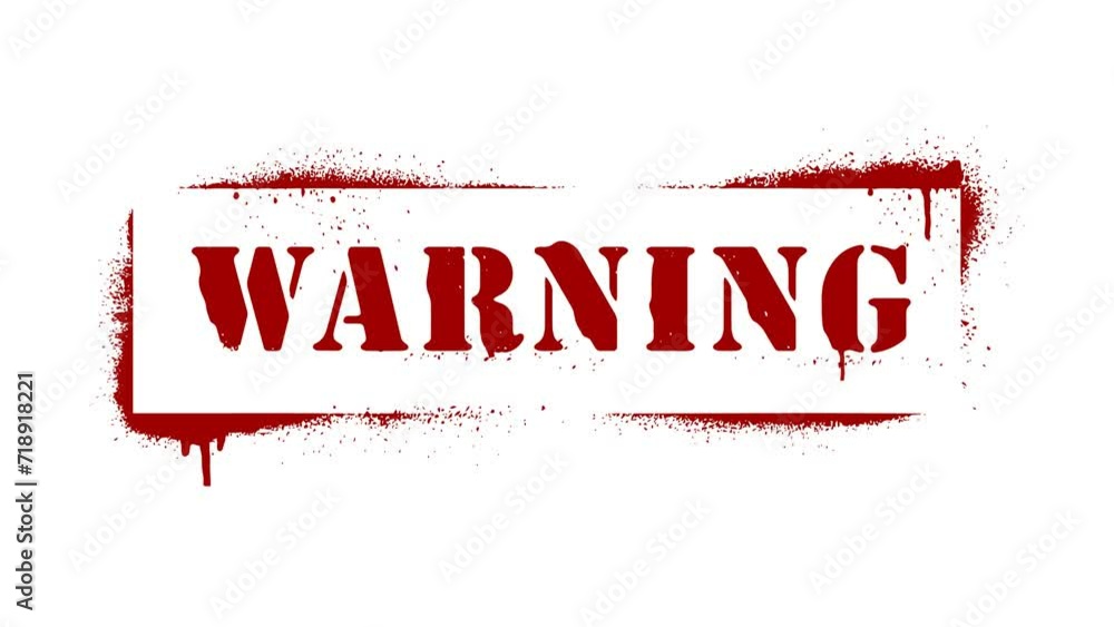 Warning Sign Spray Paint stencil animation. Alpha channel, transparent ...