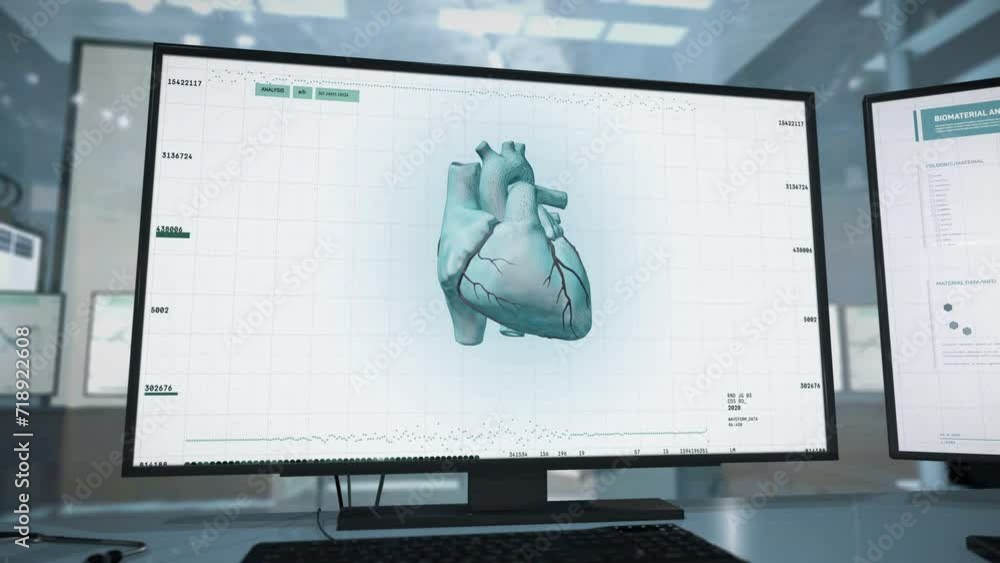 Medical scanner is analyzing the vessels of the digital heart. Medical ...