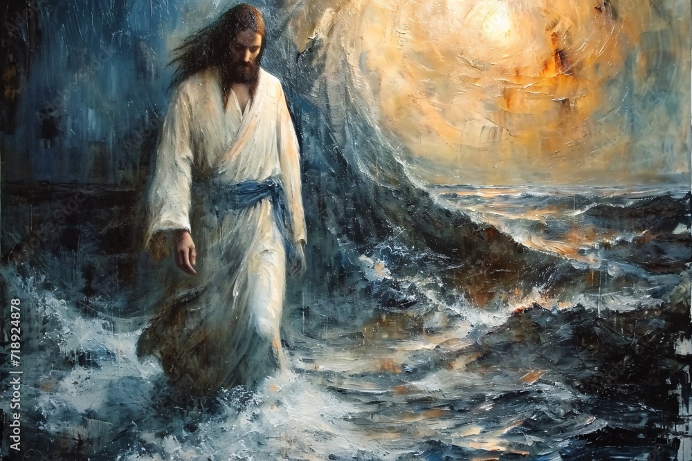 Jesus Preaching to the Crowd in a Modern Setting Generative AI Stock ...