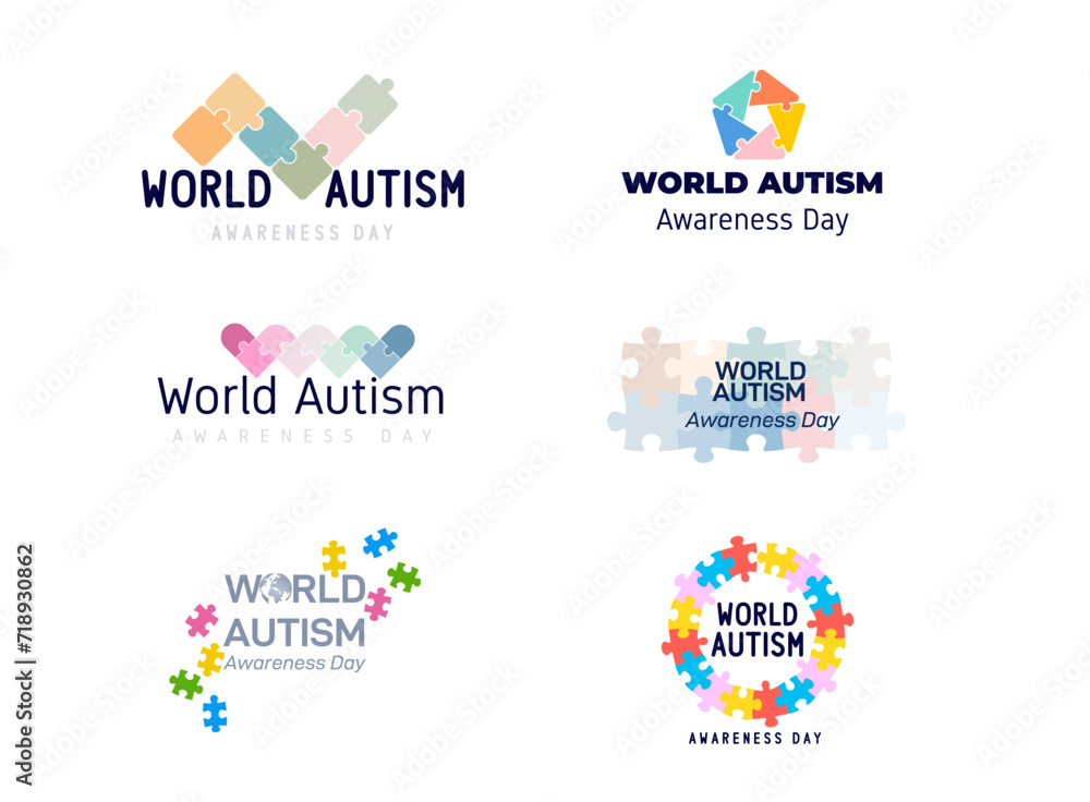 World Autism Day Background Logo Set 2 April World Autism Awareness