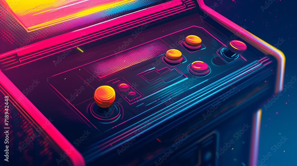 Retro arcade game gradient in pixelated blues, pinks, and yellows ...