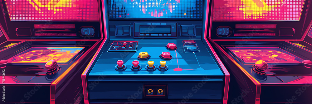 Retro arcade game gradient in pixelated blues, pinks, and yellows ...