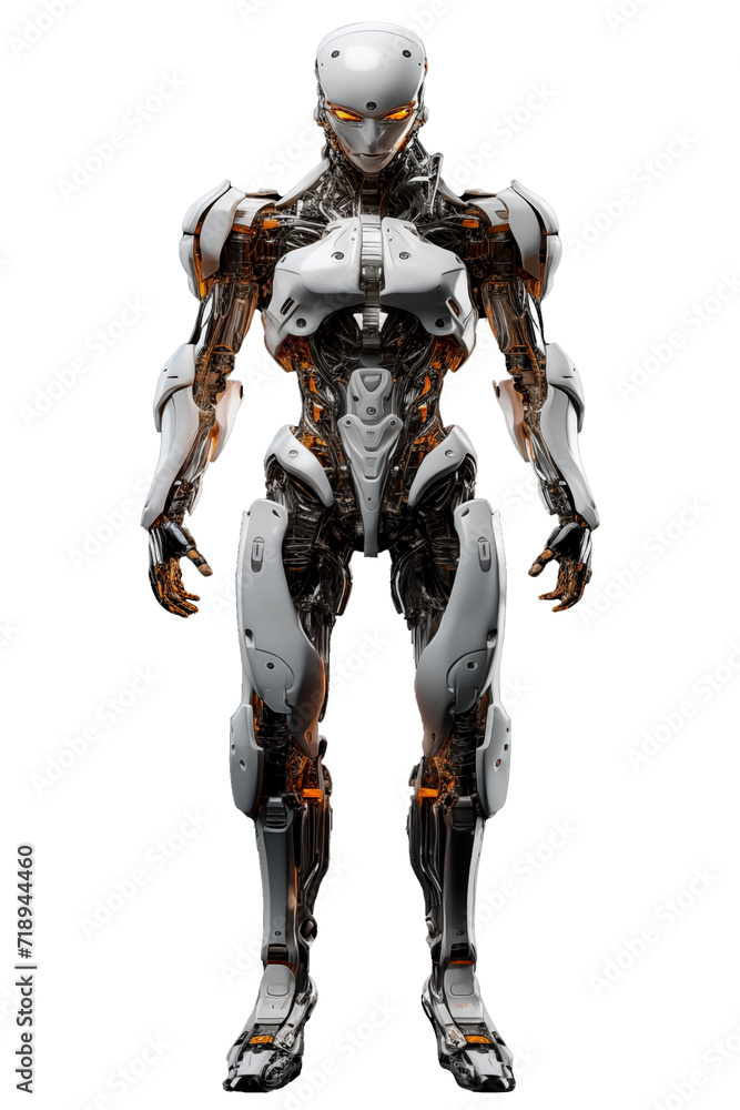Full Body Exoskeleton Cyborg male face PNG isolated on white and ...