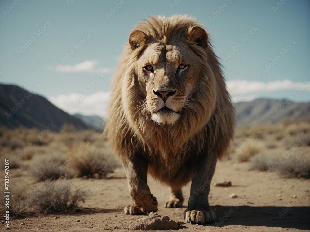 Wild mutated lion displaying majestic strength in its natural habitat ...