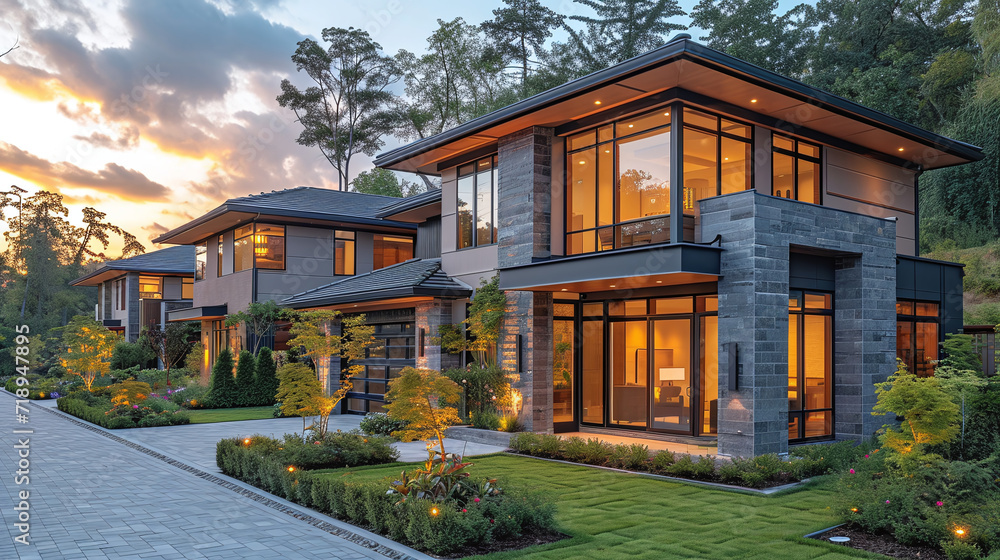 Street with modern private two-story mansions in the resort Stock Photo ...