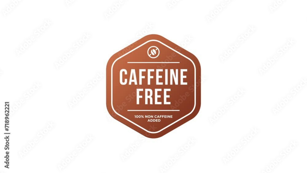 Caffeine free Healthy food labels. food badge Motion graphics. Stock ...