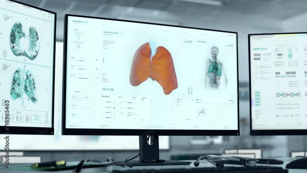 Futuristic health analysis system at the medical hospital. Futuristic ...