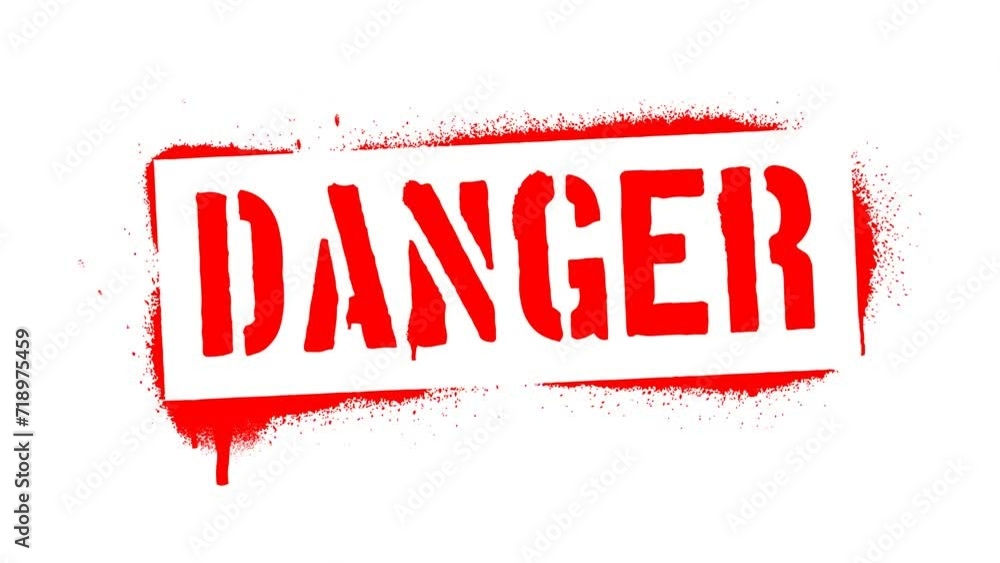 Danger Spray Paint stencil animation. Alpha channel, transparent ...