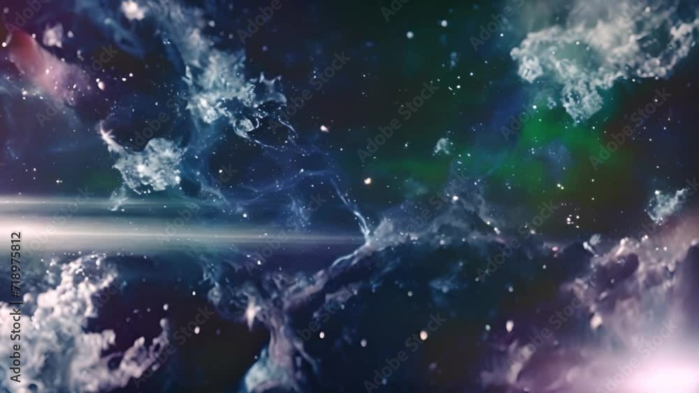 Cosmic Traveling through star fields in space. Deep Space Nebula Loop ...