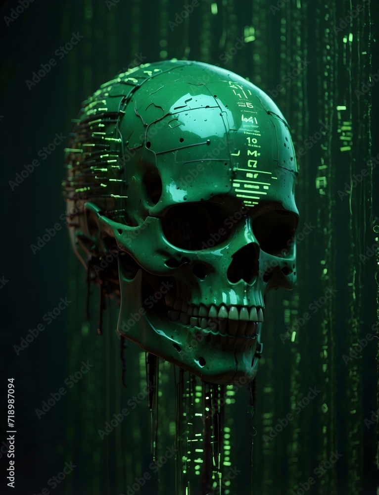 The Skull Illustration: A Hyperdetailed Matrix of Binary Brilliance ...