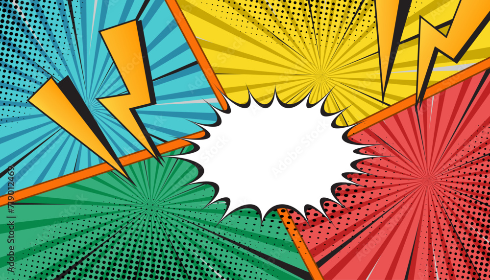 Set of comic page of colorful frames illustration, comic background ...