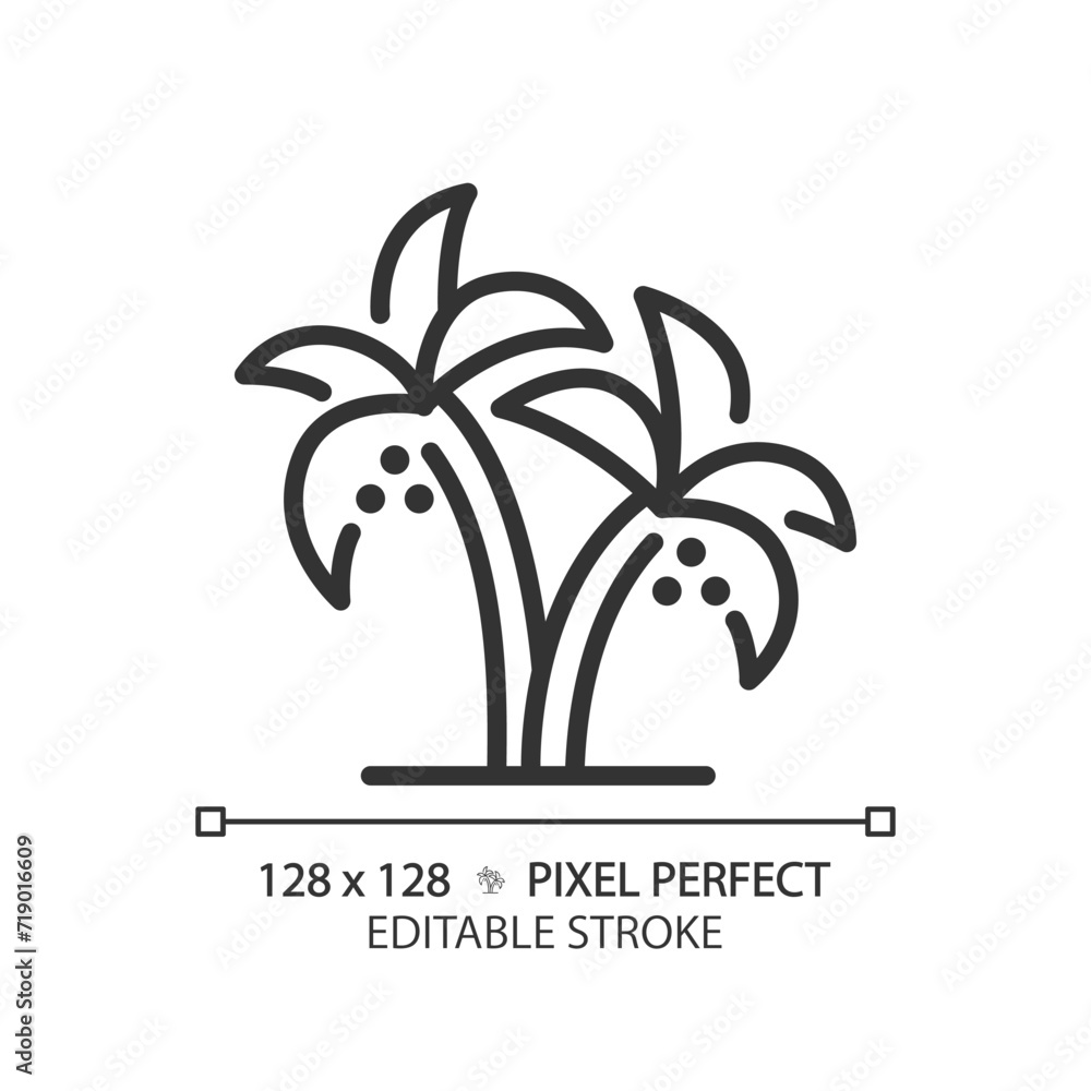 Date Palms in UAE linear icon. Desert tree of life. Dubai agribusiness ...