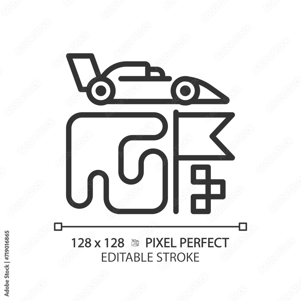 Grand prix formula one racing linear icon. Fast car, high speed f1 ...