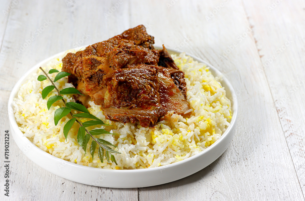 Beef ribs biryani Spicy Indian Malabar biryani Hyderabadi biryani, Dum ...