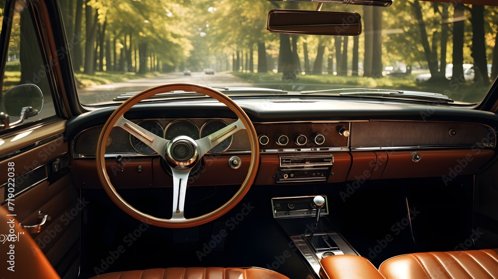 A photo captured from the middle of the back seat of a modern passenger ...
