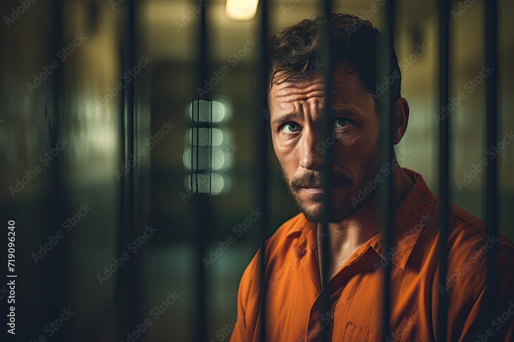 Criminal person in the prison with jail background. Jailbreak and ...