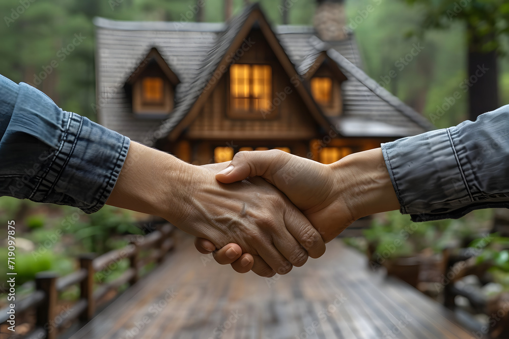 people shaking hands in front of house, Handshake in Front of New Home ...