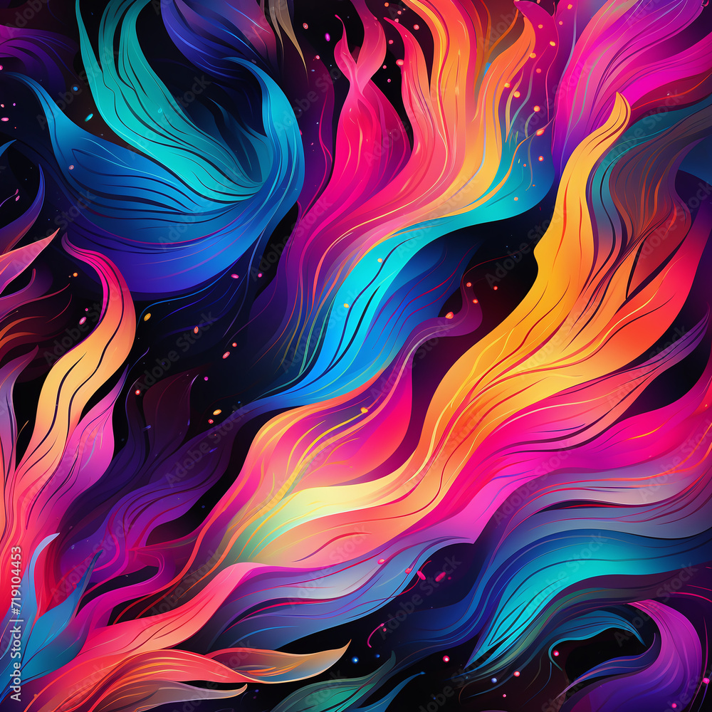 Abstract neon patterns that resemble vibrant fire, abstract flames ...