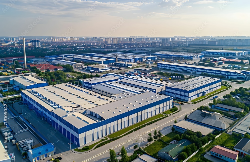 Aerial View of a Sprawling Logistics Complex - Factory Building in ...