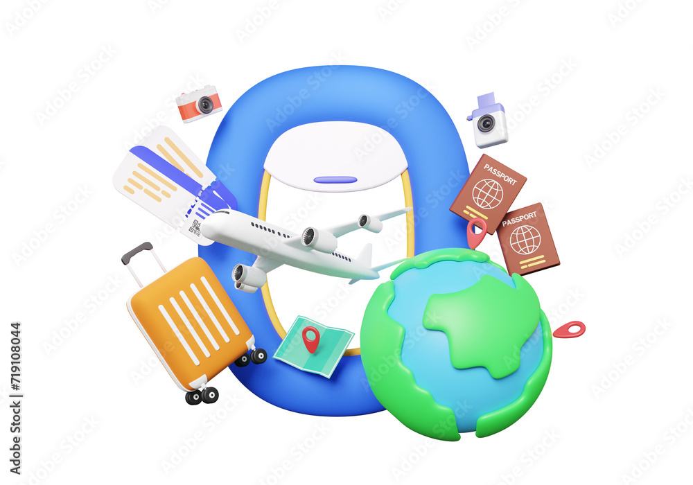 Airplane travel design tourism plane flight window boarding pass ticket ...