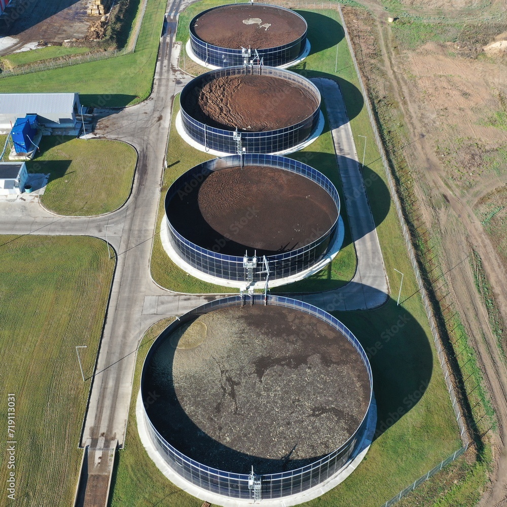 Huge cisterns, collectors, tanks to collect manure and farm waste (cows ...