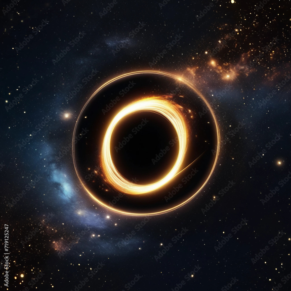 black hole and a disk of glowing plasma. Supermassive singularity in ...