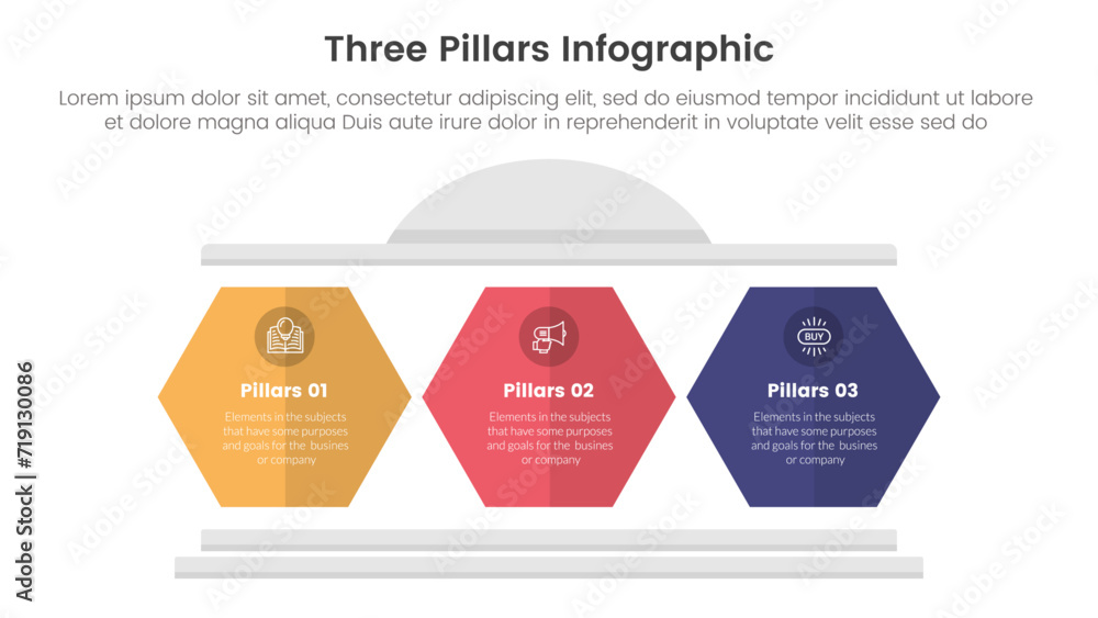 Vecteur Stock three pillars framework with ancient classic construction ...