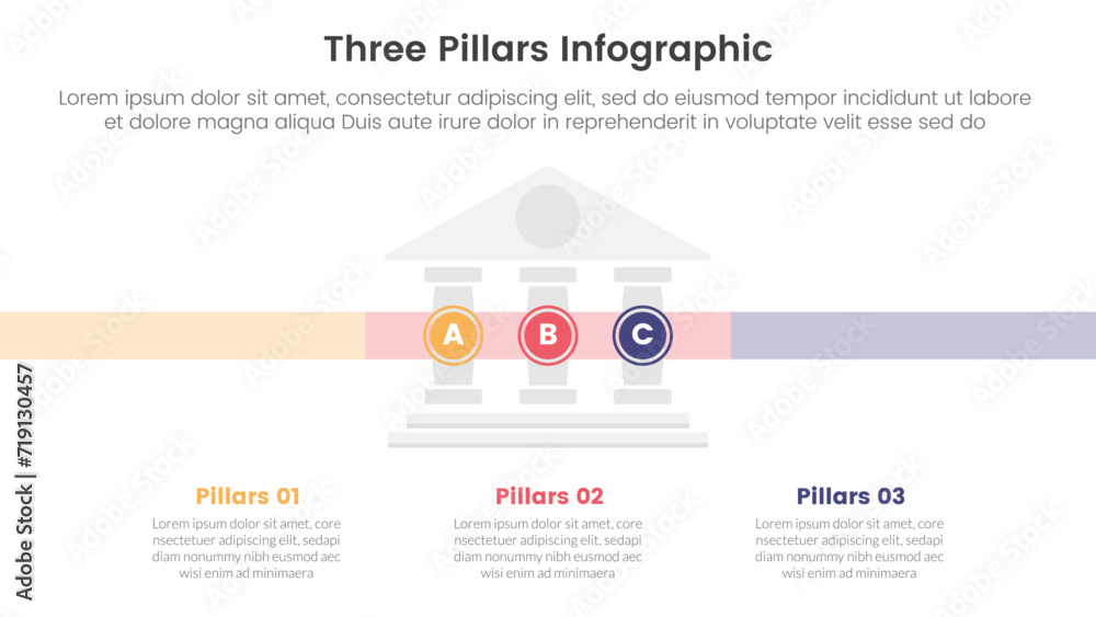 three pillars framework with ancient classic construction infographic 3 ...