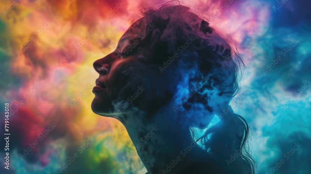 Psychology and woman mental health and weather dependent concept ...