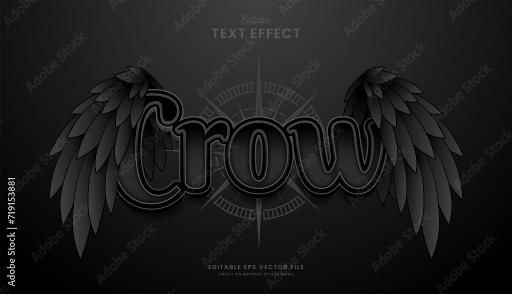 decorative editable black crow wings text effect vector design Stock ...