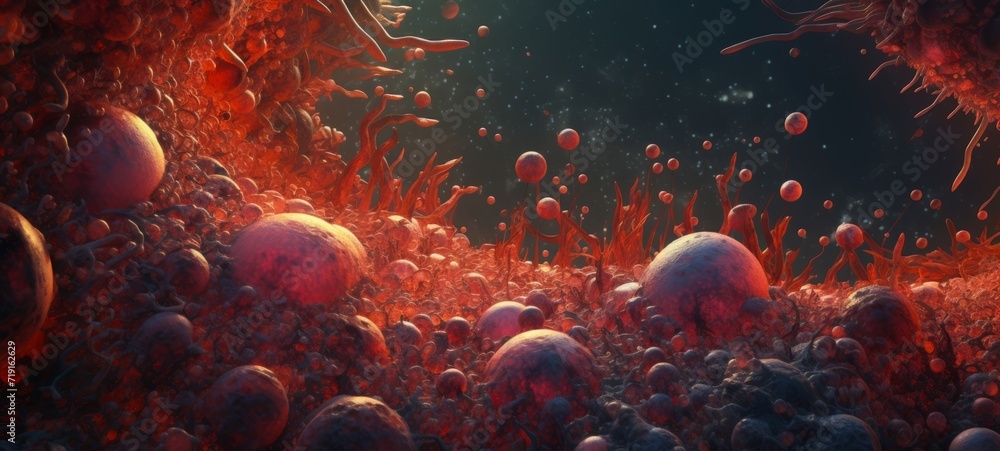 Abstract human microbiome background banner - Close up of microbes ...