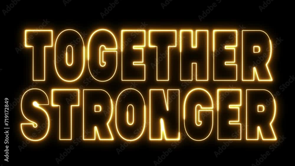 Together Stronger text font with neon light. Luminous and shimmering ...