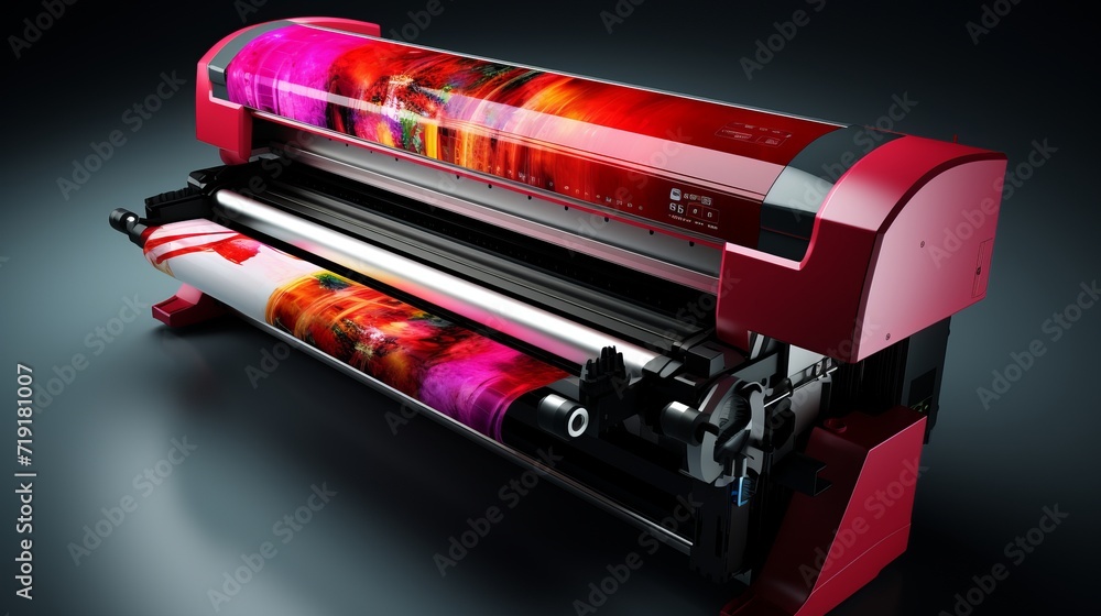 Wide format plotter printing blueprints with copy space for designs and ...