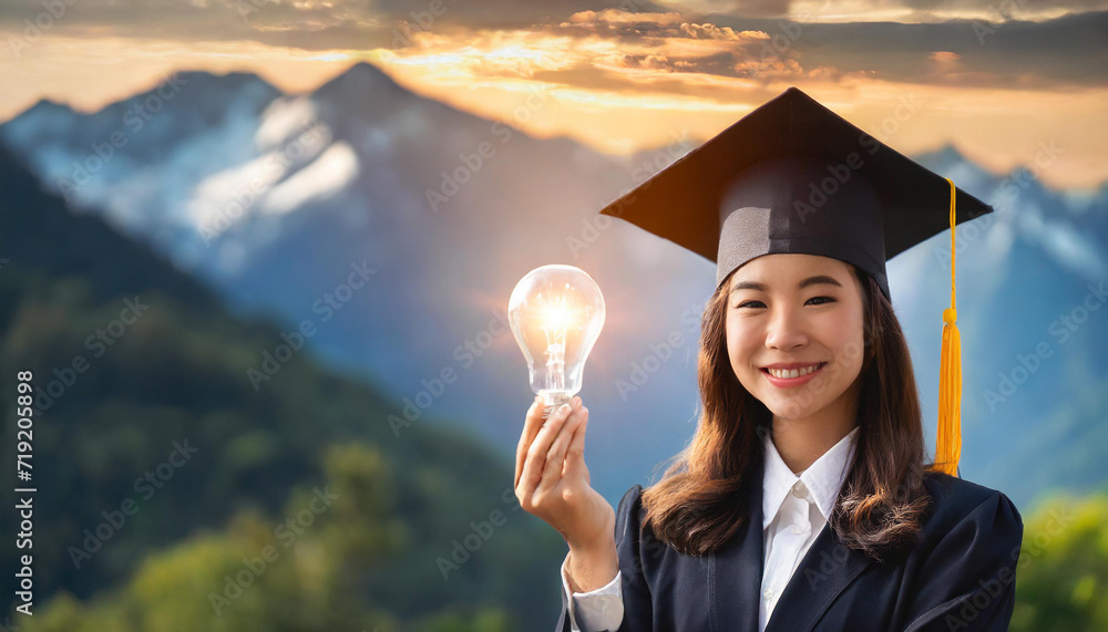 Education, E-learning graduate certificate and business concept, Women ...