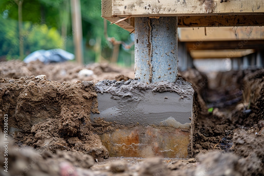 Building on Solid Ground: Foundation, Cement, and Earth at Ground Level Stock Illustration ...