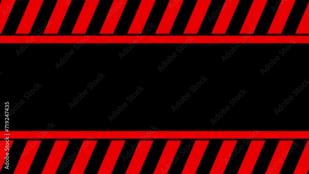 Warning sign animation on black background. warning tapes animation ...