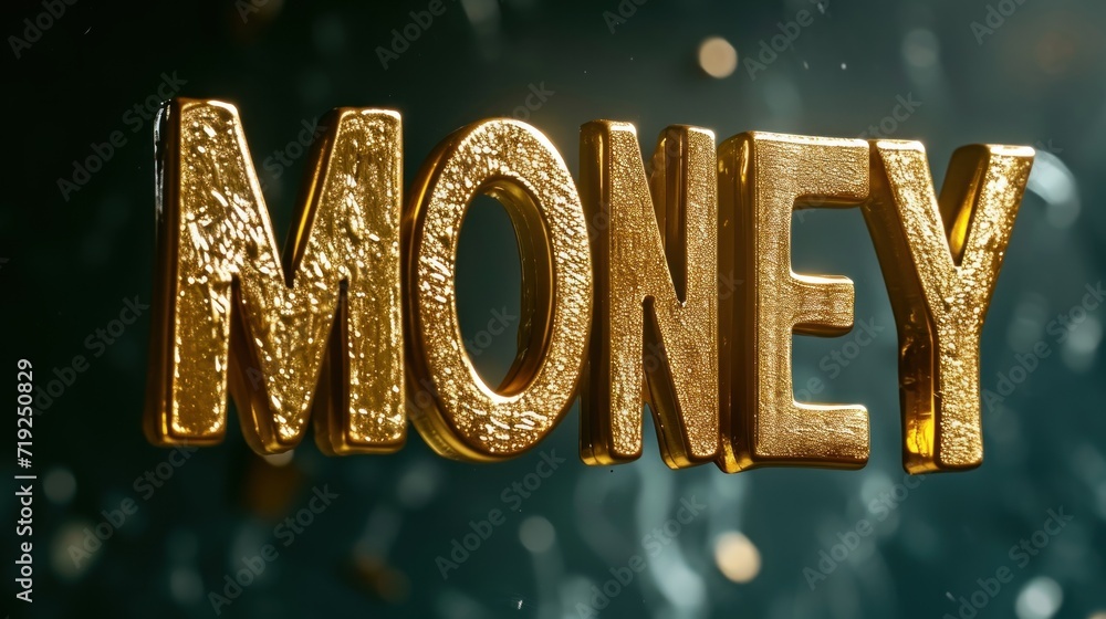 abstract currency elements in the background with the golden word ...
